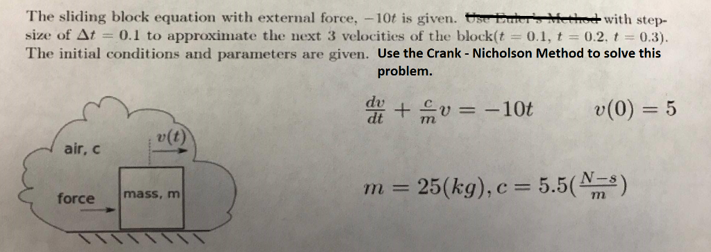 Solved The sliding block equation with external force, - 10t | Chegg.com