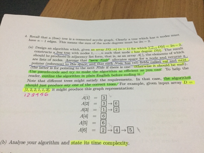 Solved Recall that a (free) tree is a connected acyclic | Chegg.com