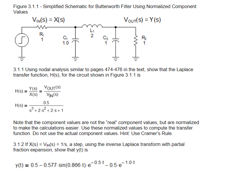 Solved Figure 3.1.1 - Simplified Schematic for Butterworth | Chegg.com