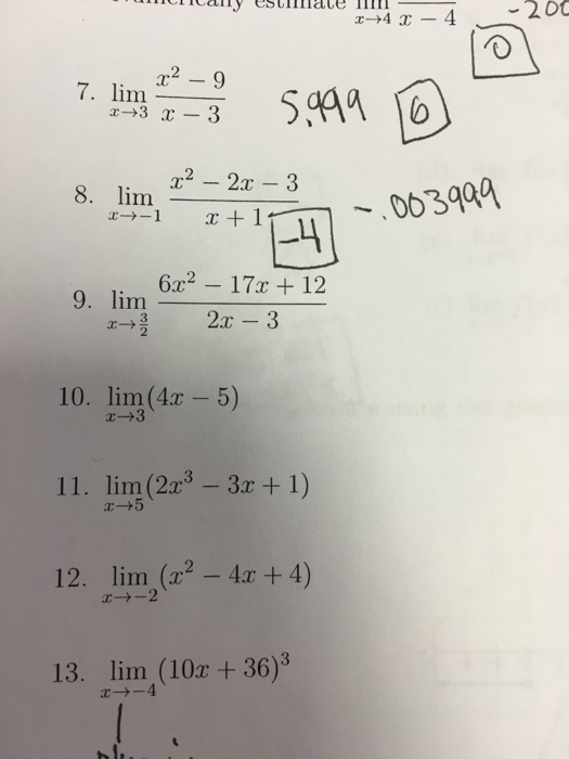 Solved lim_x rightarrow 3 x^2 - 9/x - 3 lim_x rightarrow -1 | Chegg.com