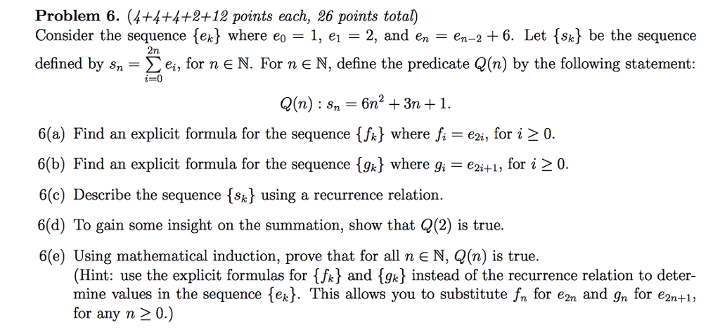 Solved Problem 6. (4+4+4+2+12 points each, 26 points total) | Chegg.com