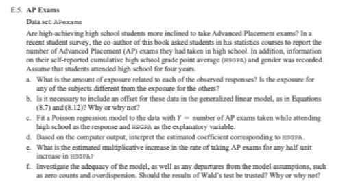 E.5. AP Exams Data set APexams Are high-achieving | Chegg.com