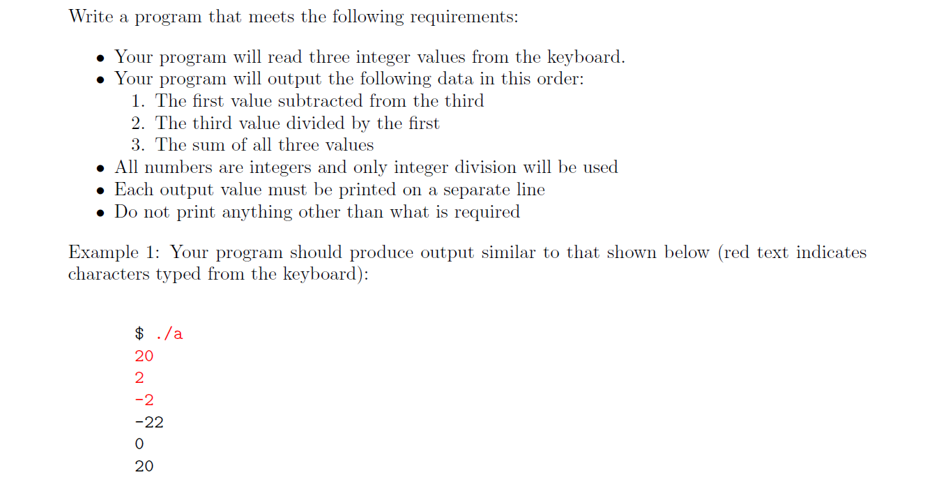 Solved Write a program that meets the following | Chegg.com