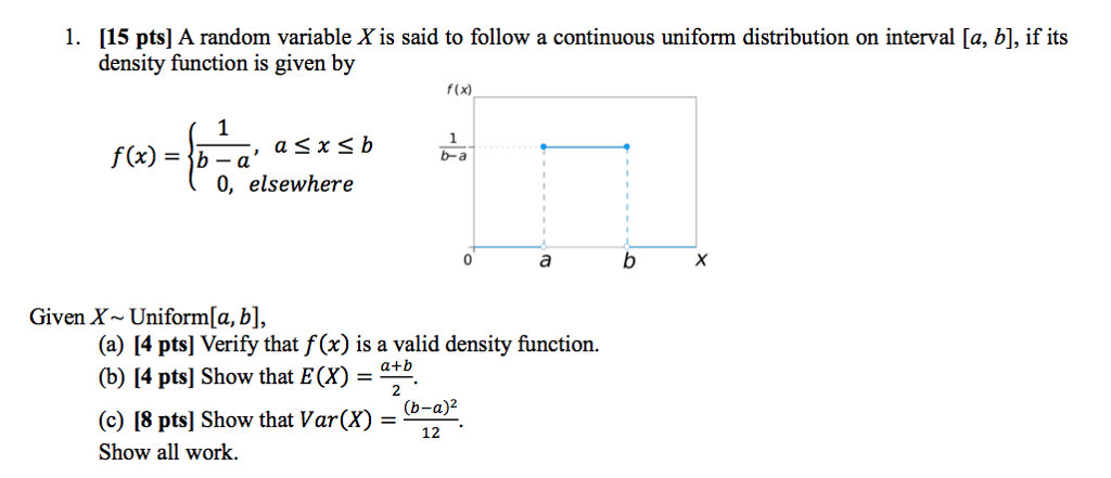 Solved 1 15 Pts A Random Variable Xis Said To Follow A 