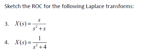 Solved Sketch the ROC for the following Laplace transforms: | Chegg.com