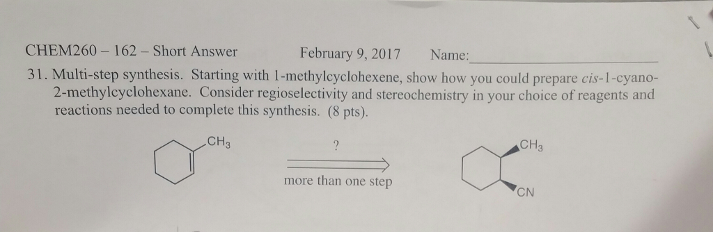 Solved Multi-step synthesis. Starting with 1 | Chegg.com