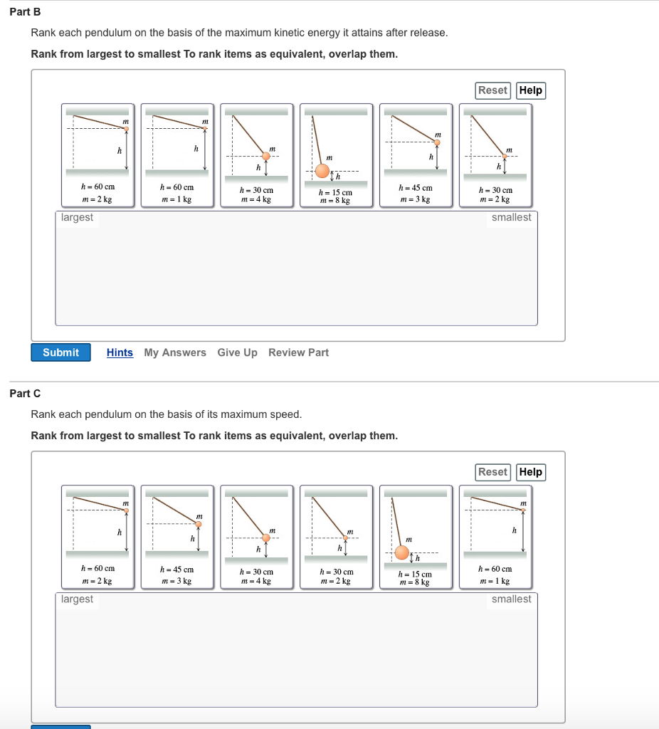 Solved Rank each pendulum on the basis of the maximum | Chegg.com