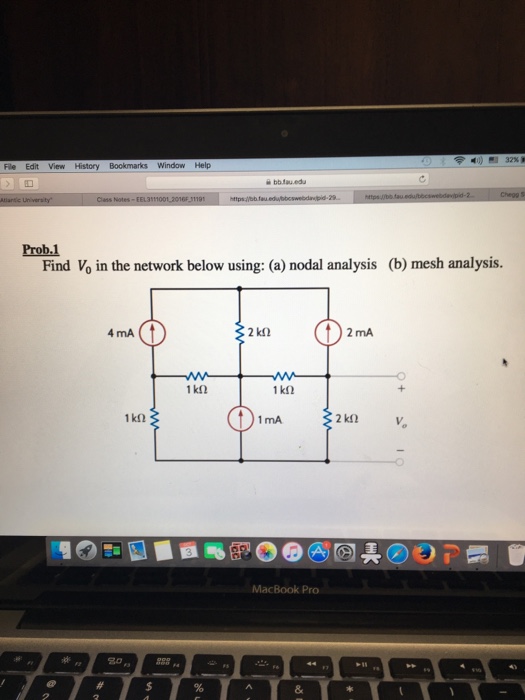 Solved Find V_0 in the network below using: nodal analysis | Chegg.com