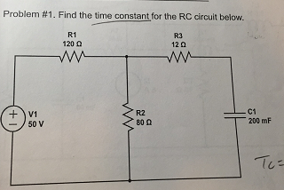 Solved Find the time constant for the RC circuit below. | Chegg.com