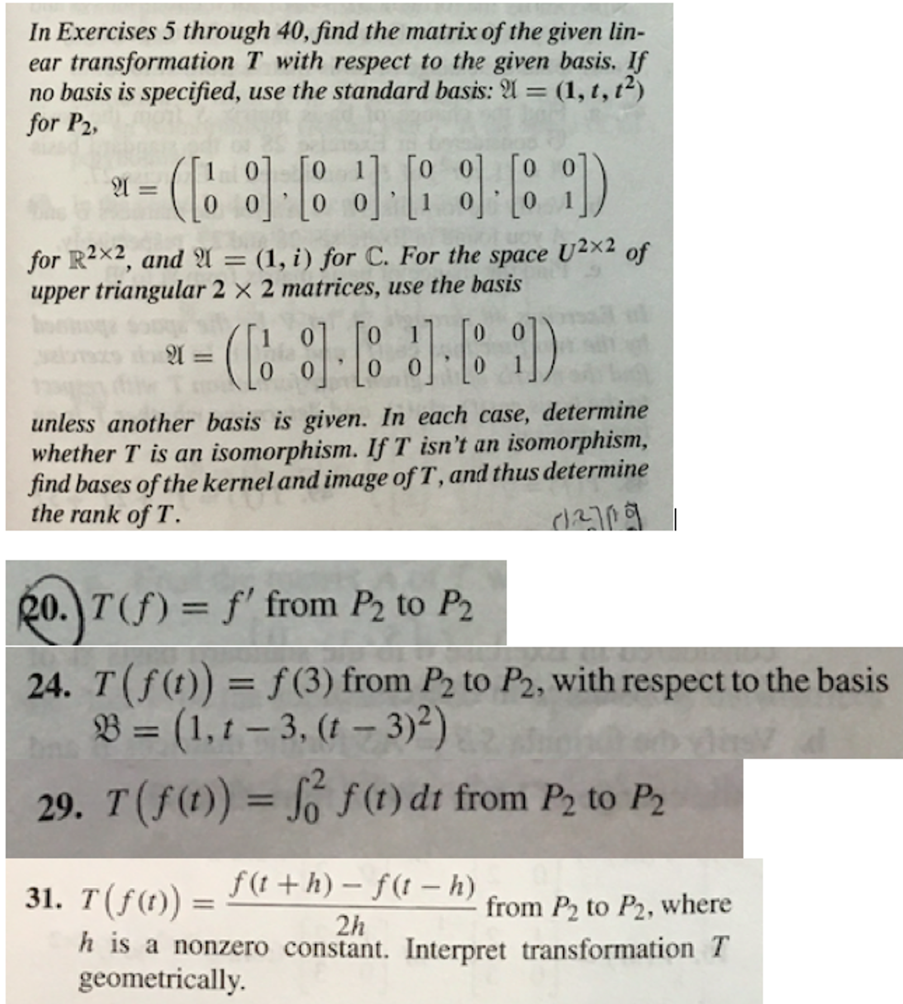 Solved In Exercises 5 through 40, find the matrix of the | Chegg.com