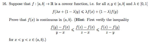 Solved 16. Suppose that f : la, b] → R is a convex function, | Chegg.com