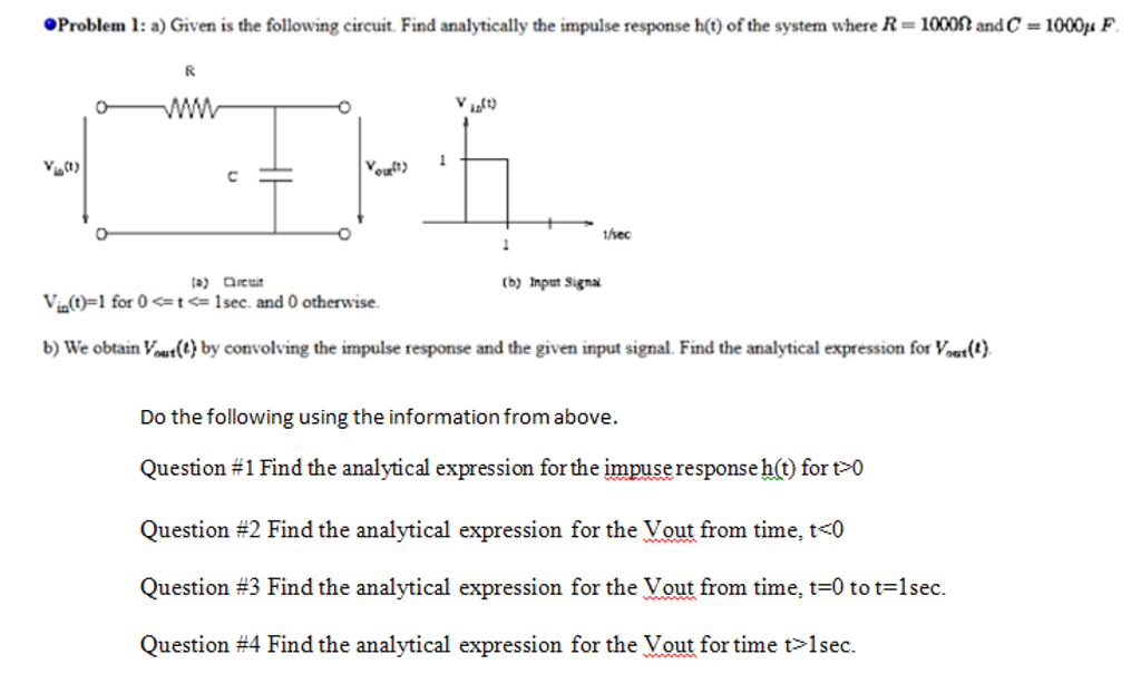 Solved Given is the following circuit. Find analytically the | Chegg.com