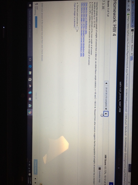 Solved Using The Simple Random Sample Of Weights Of Women 6929