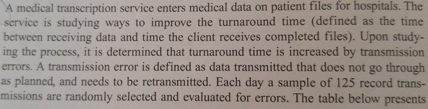 Solved A medical transcription service enters medical data | Chegg.com