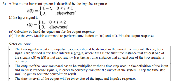 Solved 3) A linear time-invariant system is described by the | Chegg.com