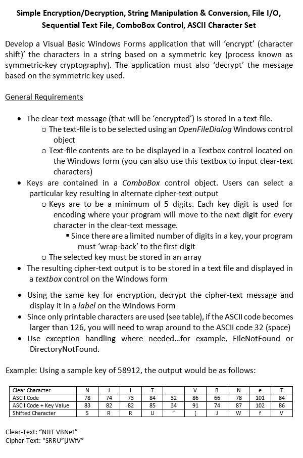 Develop a Visual Basic Windows Forms application that | Chegg.com