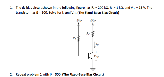 Solved The dc bias circuit shown in the following figure has | Chegg.com