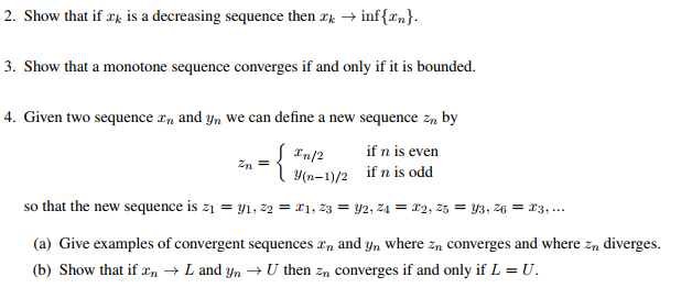 Solved 2. Show that if rk is a decreasing sequence then rk → | Chegg.com