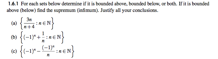 Solved For each sets below determine if it is bounded above, | Chegg.com