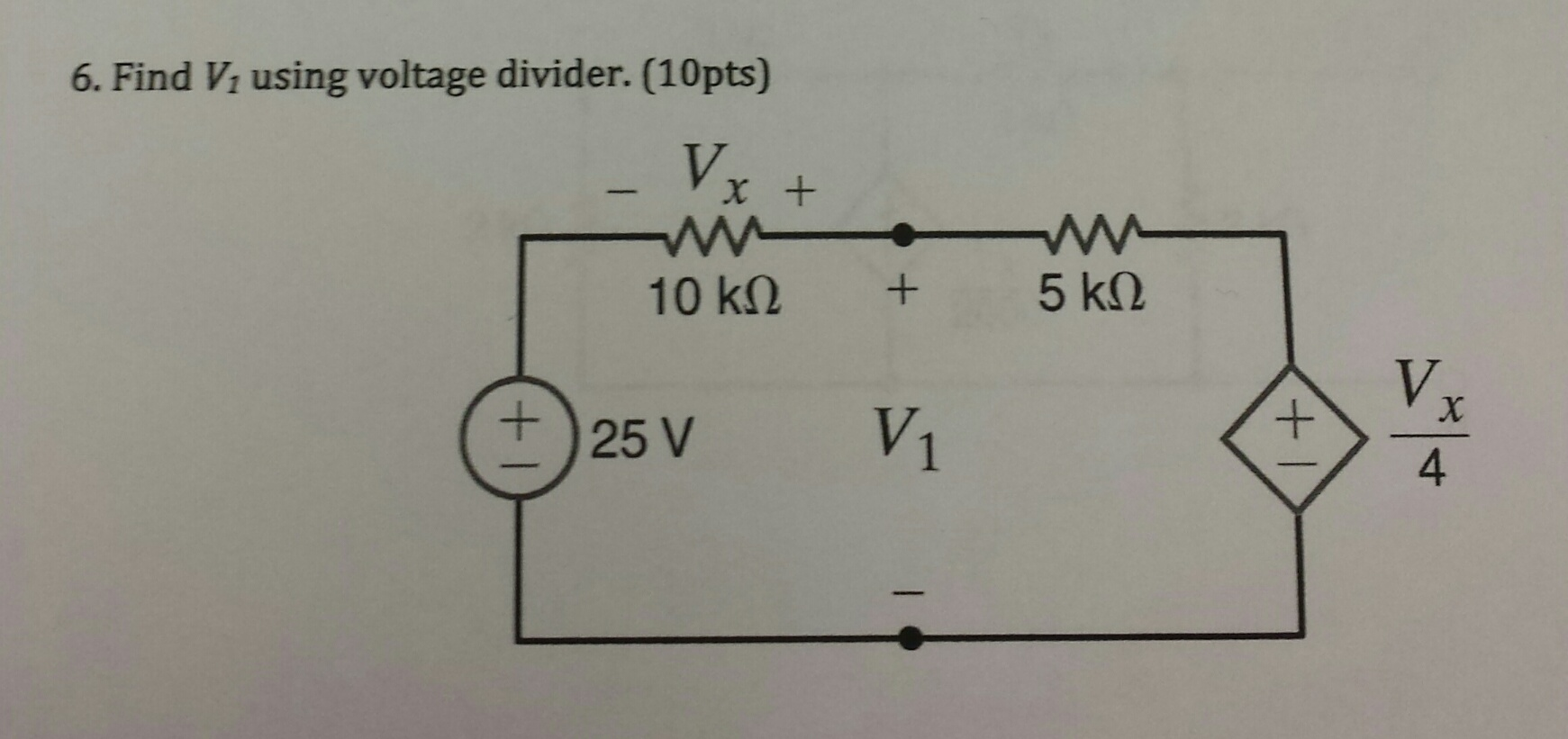 Solved Find V1 using voltage divider. | Chegg.com