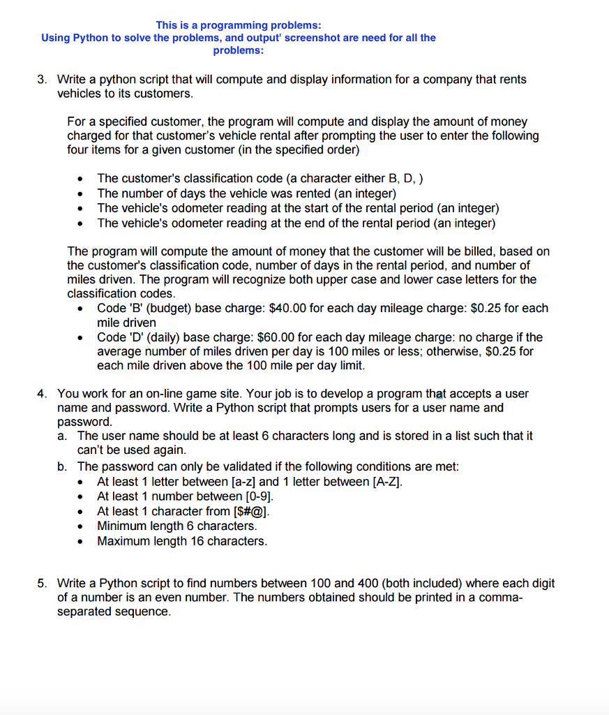 Solved Write A Python Script That Will Compute And Display Chegg