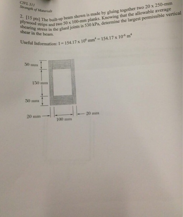 Solved The built-up beam shown is made by gluing together | Chegg.com