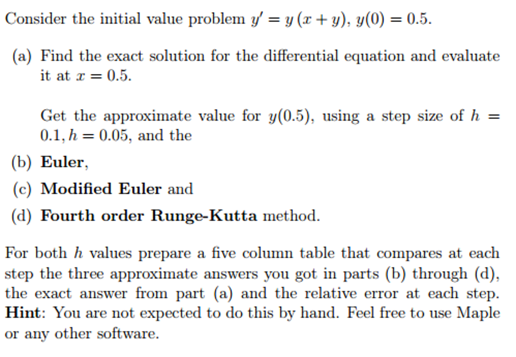 Solved Consider the initial value problem y^' = y (x + y), | Chegg.com