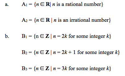 Solved For each of the following groups of sets, determine | Chegg.com