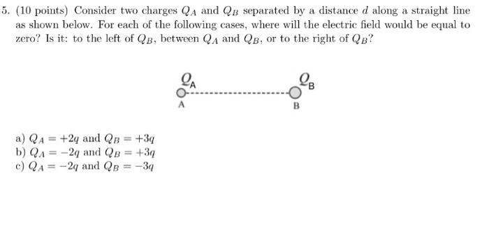 Solved 5 10 Points Consider Two Charges Qa And Qb 