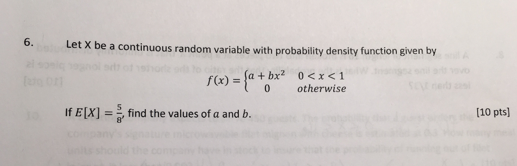 Solved 6. Let X be a continuous random variable with | Chegg.com