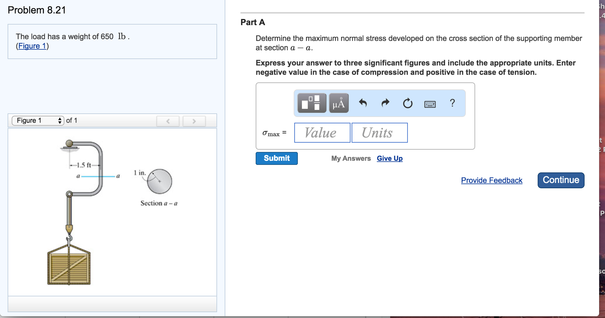 Solved The load has a weight of 650 lb. (Figure 1) | Chegg.com