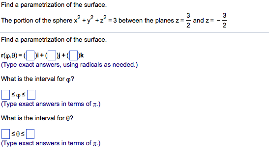 Solved Find a parametrization of the surface. The existing | Chegg.com