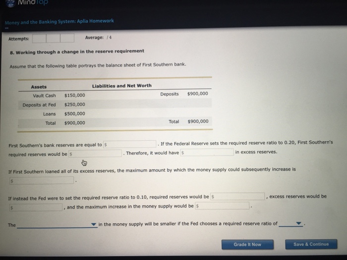 Solved Working through a change in the reserve requirement | Chegg.com