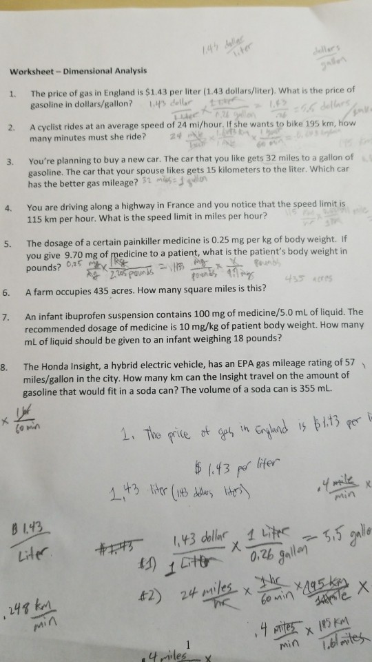 Dimensional Analysis Worksheet Chemistry - Kid Worksheet Printable