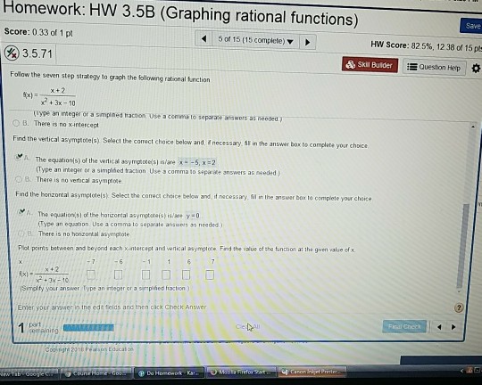 Solved Homework: HW 3.5B (Graphing rational functions) | Chegg.com