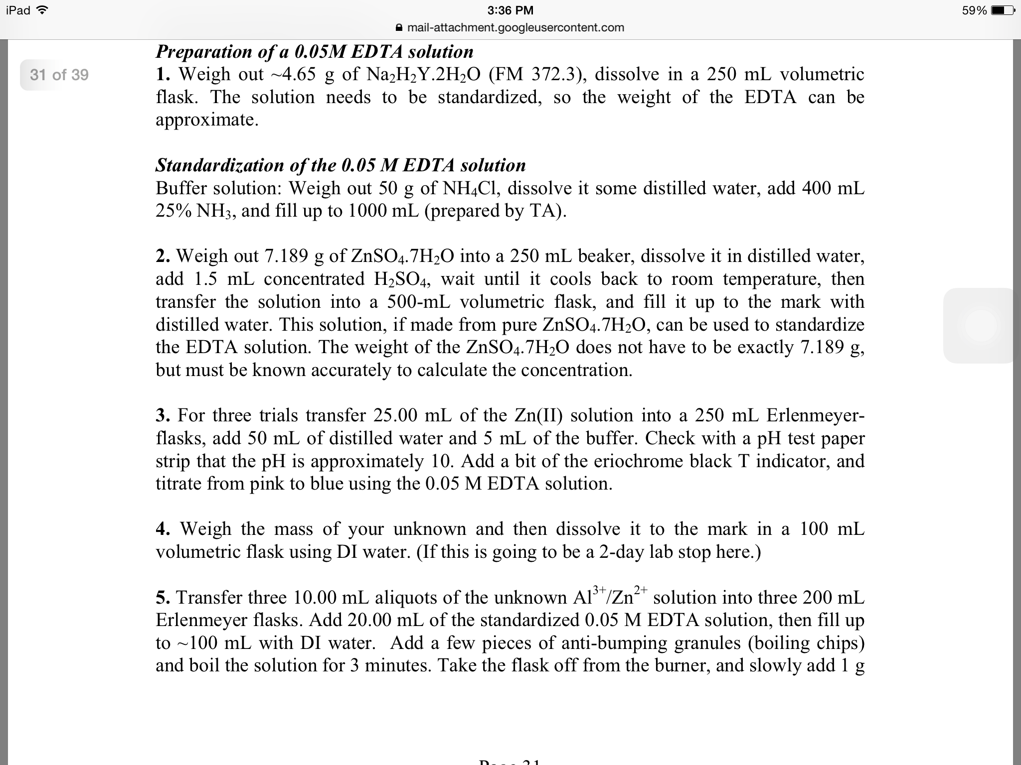 Determination of Al(III) and Zn(II) using an EDTA | Chegg.com