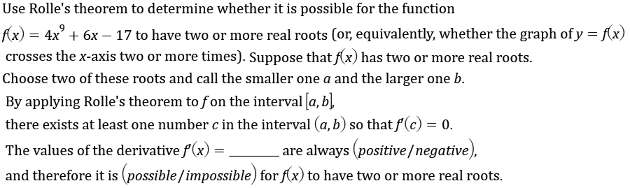 Solved Use Rolle's theorem to determine whether it is | Chegg.com