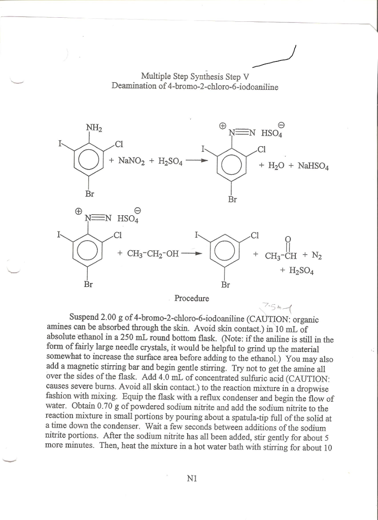 Multiple Step Synthesis Step V Deamination of | Chegg.com