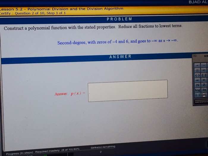 Solved PROBLEM Construct a polynomial function with the | Chegg.com