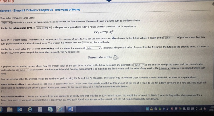 Solved Time value of money: Lump sumps payments are known | Chegg.com