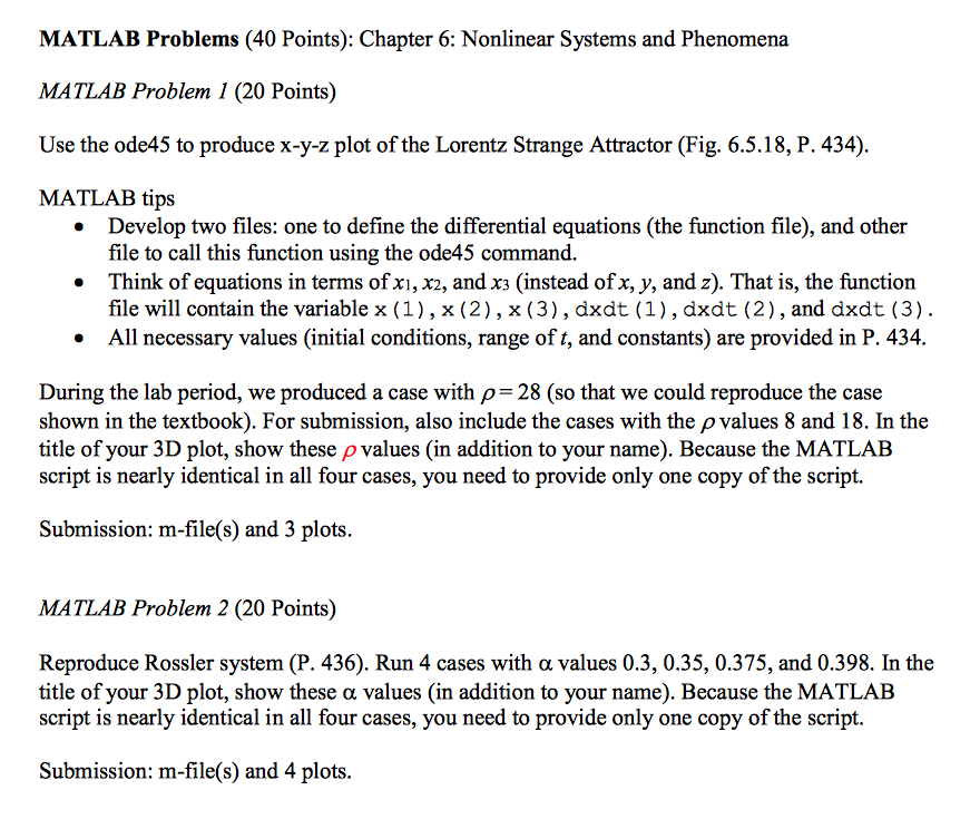 Use The Ode45 To Produce X Y Z Plot Of The Lorentz 6155