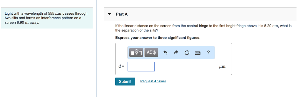 Solved Light with a wavelength of 555 nm passes through two | Chegg.com