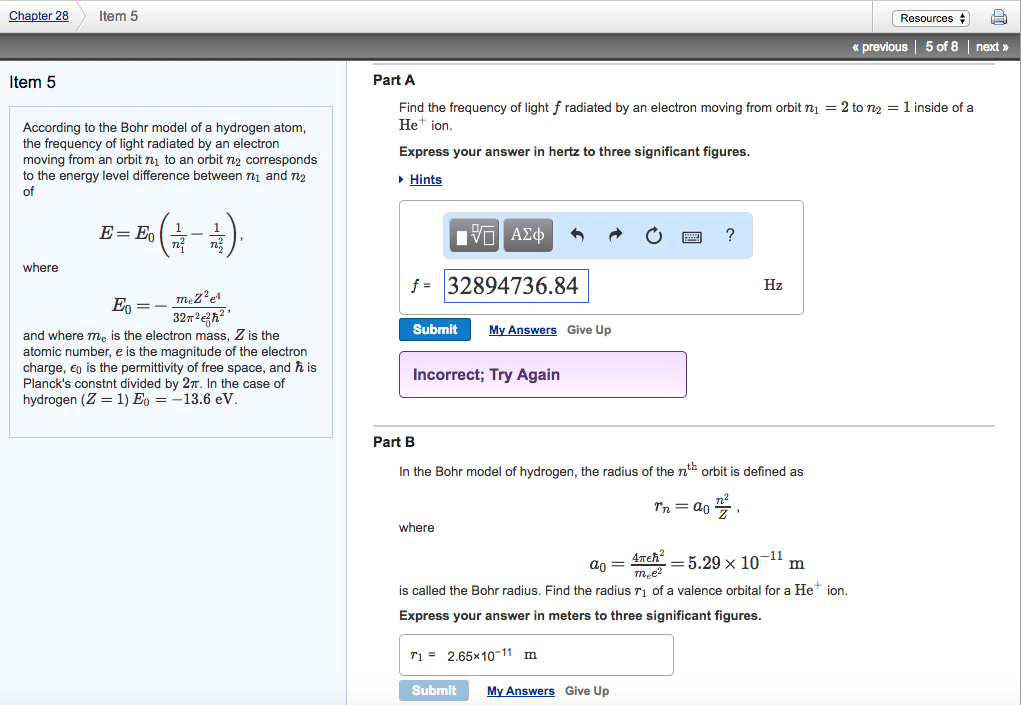 Solved According to the Bohr model of a hydrogen atom, the | Chegg.com