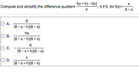 Solved Compute and simplify the difference quotient f(x + h) | Chegg.com