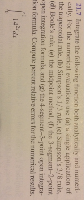 Solved Integrate the following function both analytically | Chegg.com