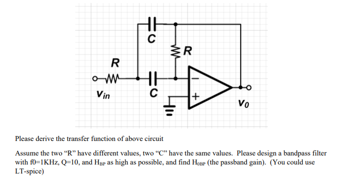 Solved Vin Vo Please derive the transfer function of above | Chegg.com