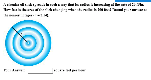 Solved A circular oil slick spreads in such a way that its | Chegg.com