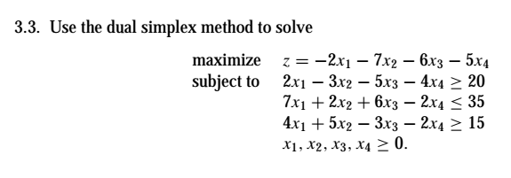 Use the dual simplex method to solve maximize z = | Chegg.com