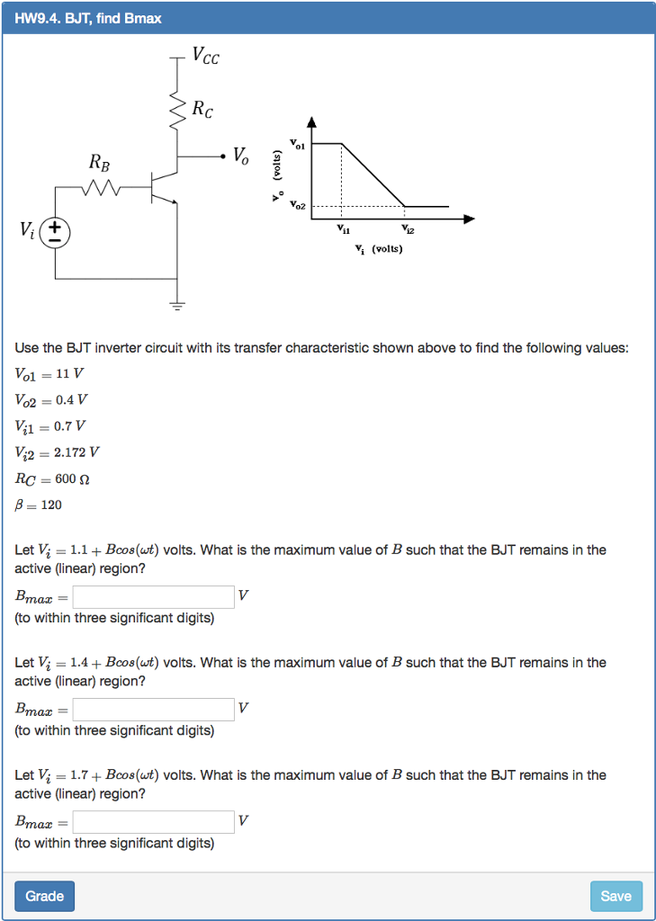Solved HW9.4. BJT, find Bmax i1 i (volts) Use the BJT | Chegg.com Solved HW9.4. BJT, find Bmax i1 i (volts) Use the BJT | Chegg.com