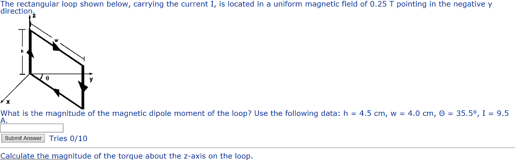 Solved The rectangular loop shown below, carrying the | Chegg.com